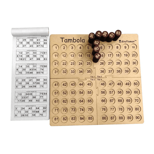 Portable Wooden Tambola Board Game with 600 Tickets