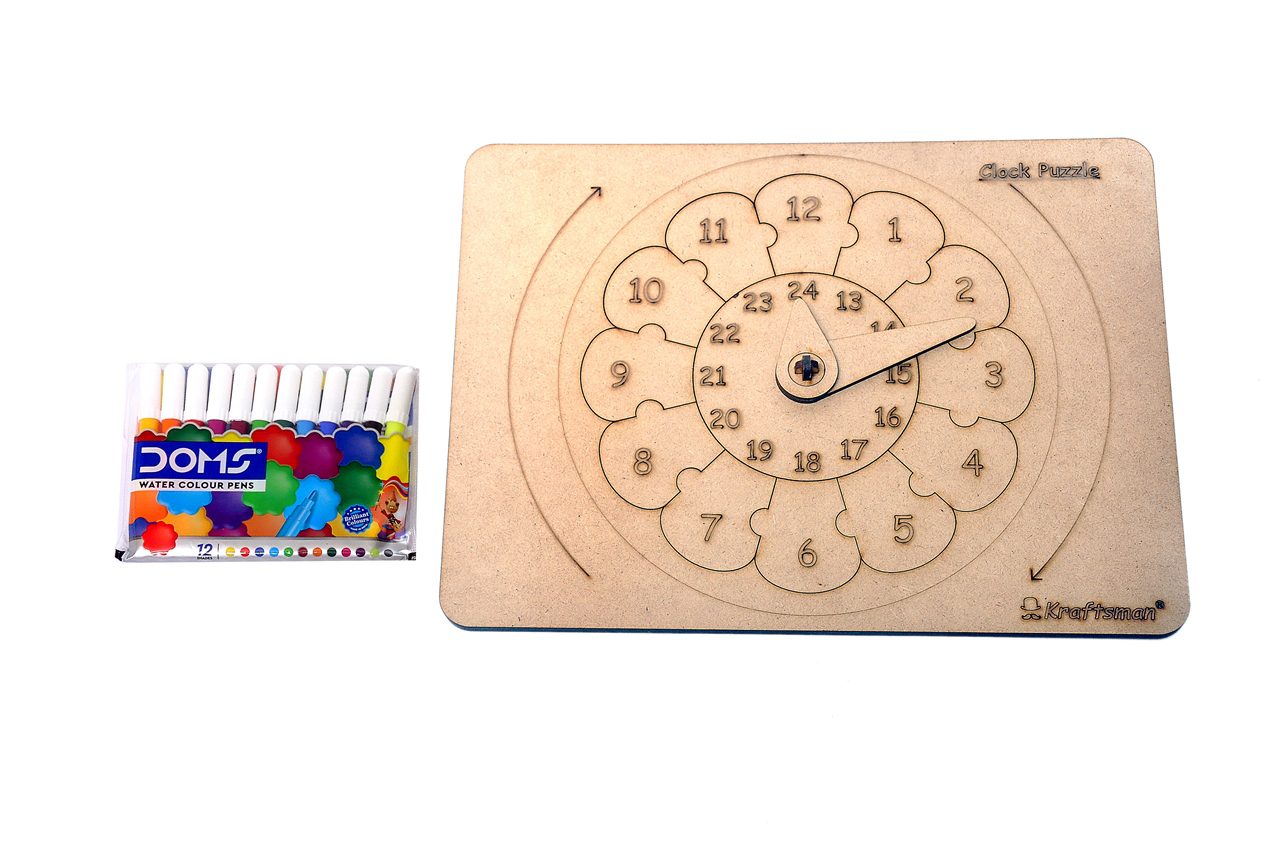 Kraftsman 24 Hour and Minutes Clock Learning Puzzle Board | Color kit ...