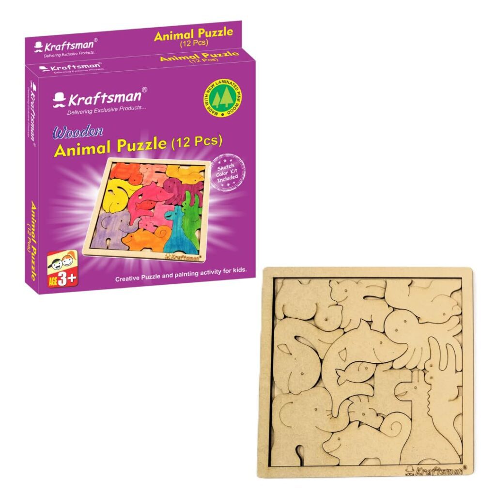 Kraftsman Animal Puzzle 12 Pieces | Color Your Own Puzzle Adventure ...